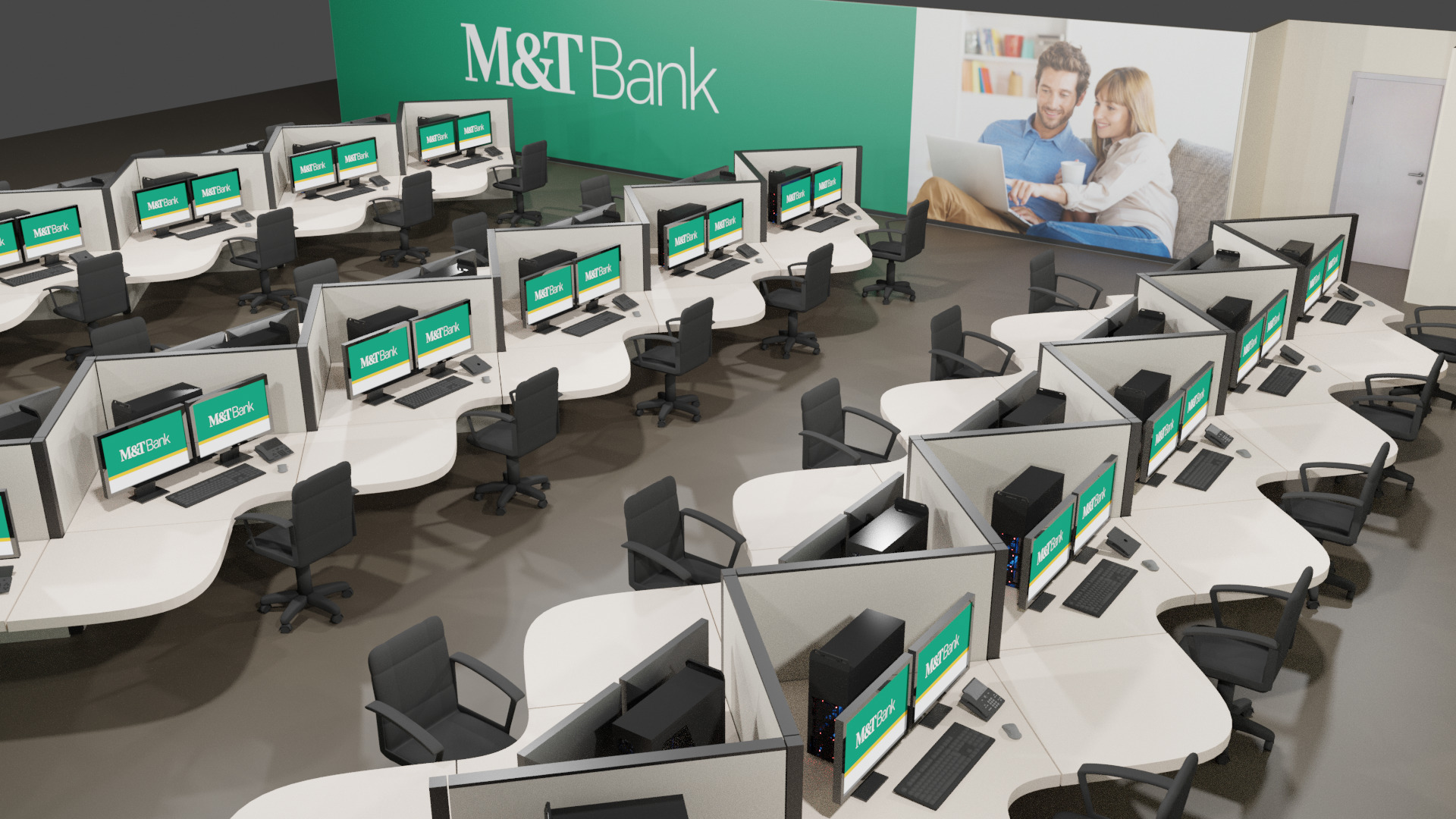 3D Call Center Mockup - Matt Bruns Portfolio